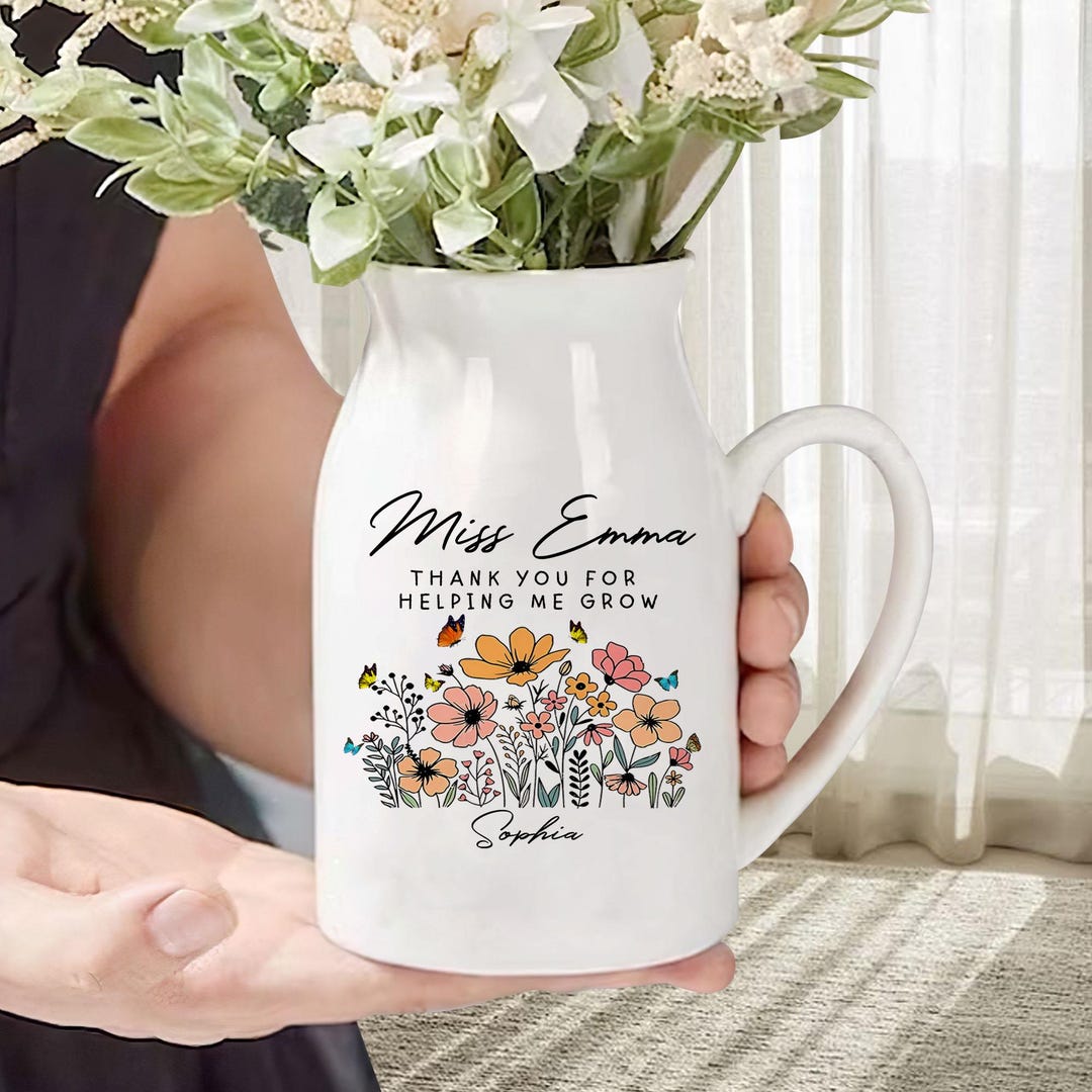 Thank You for Helping Me Grow Ceramic Flower Vase, Teacher Appreciation ...