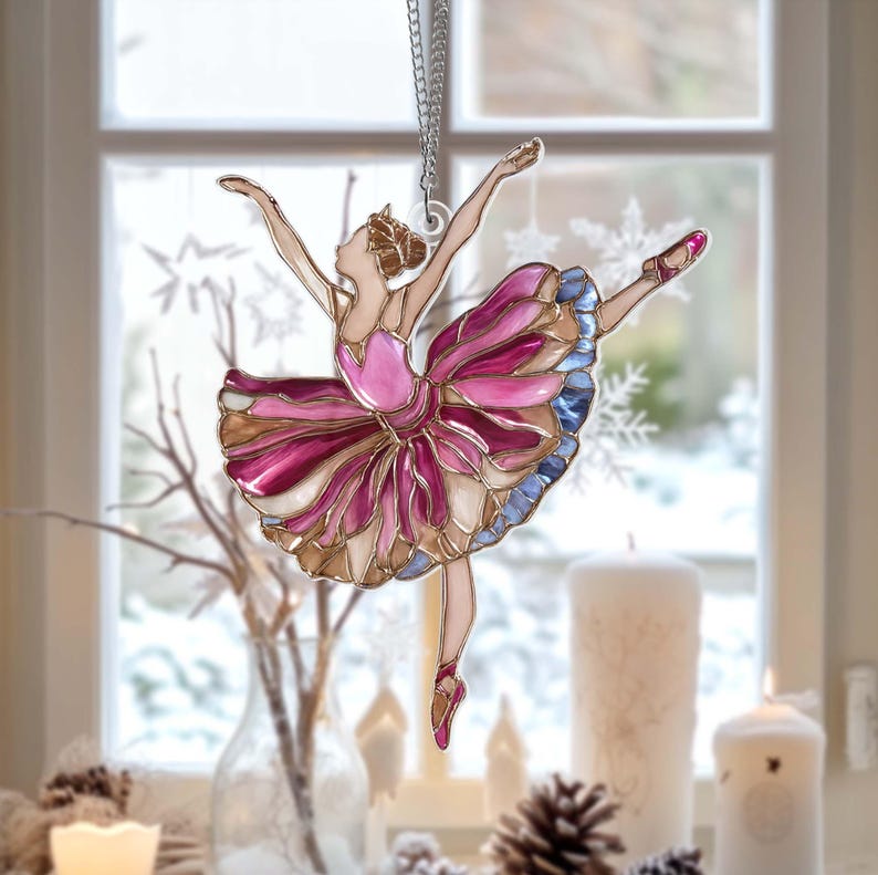 Custom Name Ballerina Acrylic Suncatcher, Ballet Christmas Ornament ...