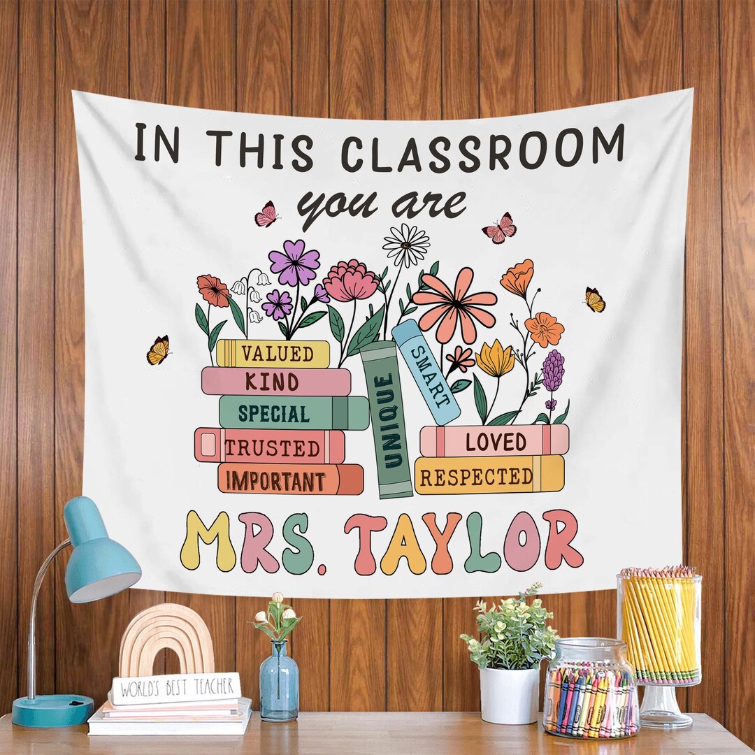 Personalized Back to School Banner, Classroom Tapestry, in This ...