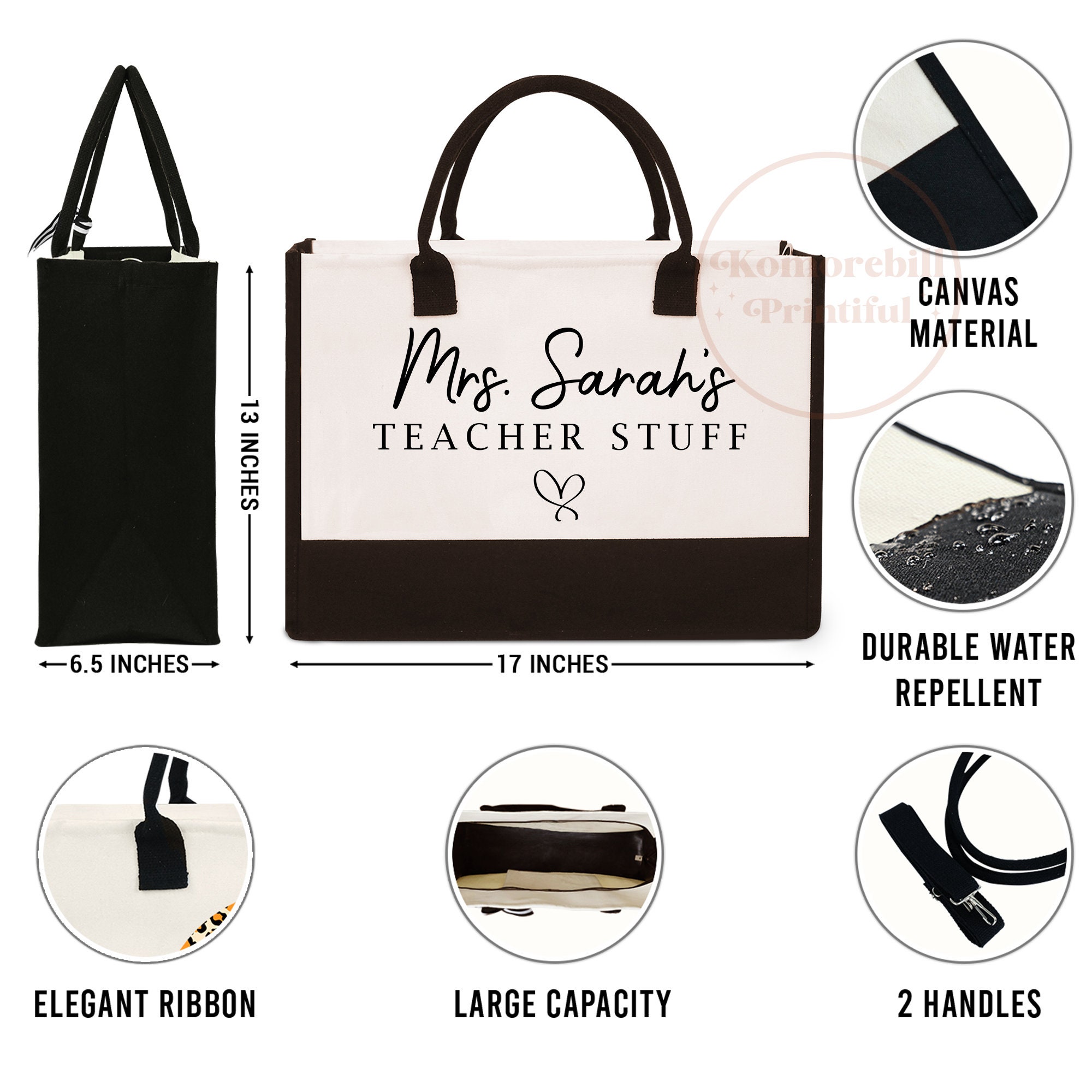 Personalised Teacher Bag, Custom Teacher Stuff Bag, Teacher Tote Bag ...