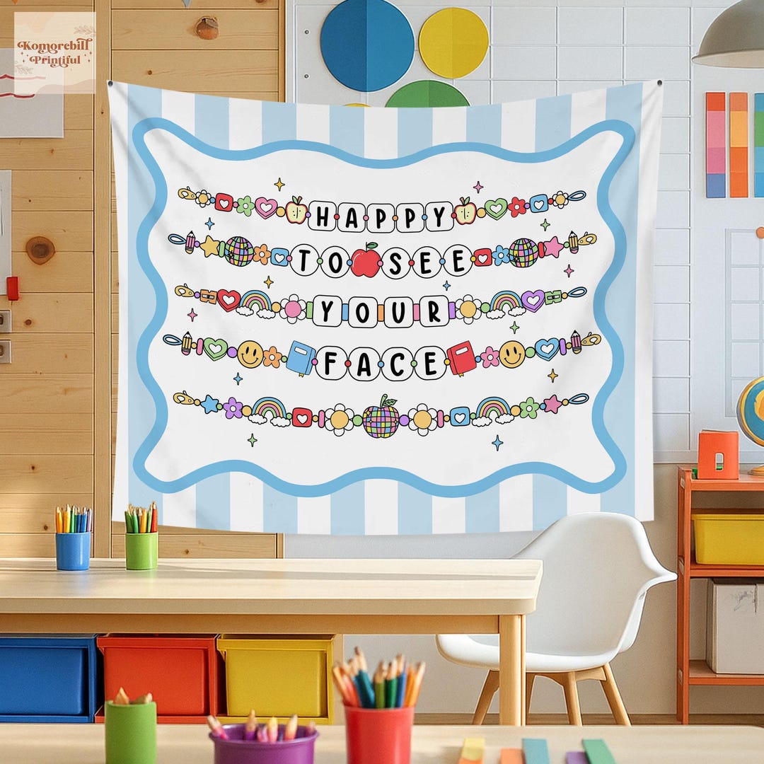 Happy to See Your Face Classroom Tapestry, Back to School Classroom ...