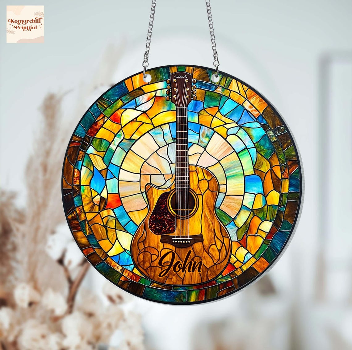 Personalized Guitar Window Hanging Ornament, Musical Instrument ACRYLIC ...