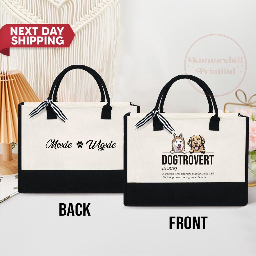 Custom Dog Lover Tote Bag Gift for Dog Mom, Dogtrovert Tote Bag, Dog ...
