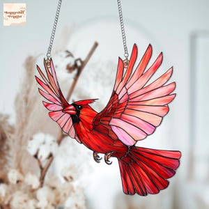Red Cardinal Suncatcher, Cardinal Acrylic Window Hanging, Bird Lover ...