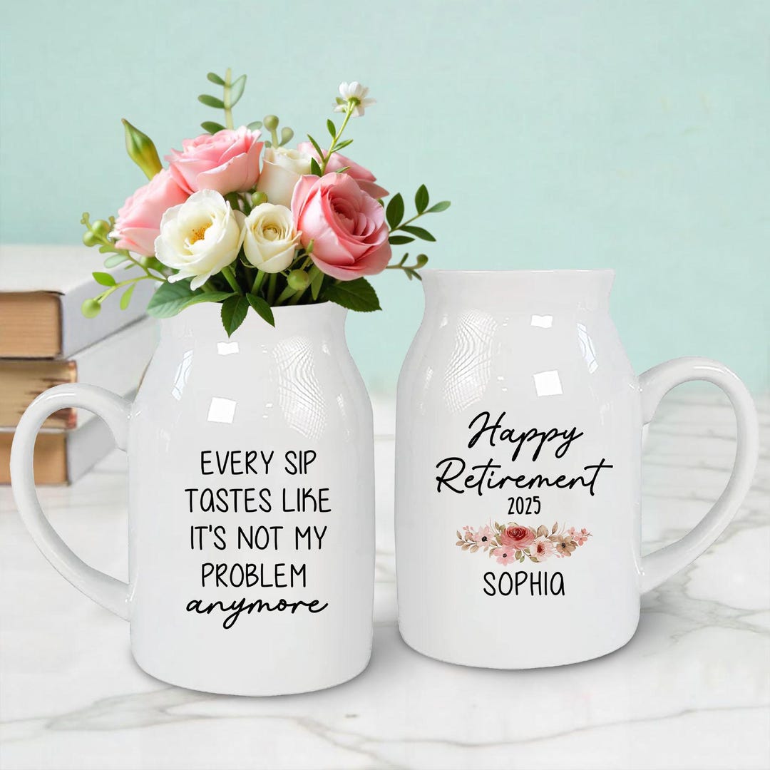 Personalized Retirement Flowers Vase, Happy Retirement Flower Vase for ...