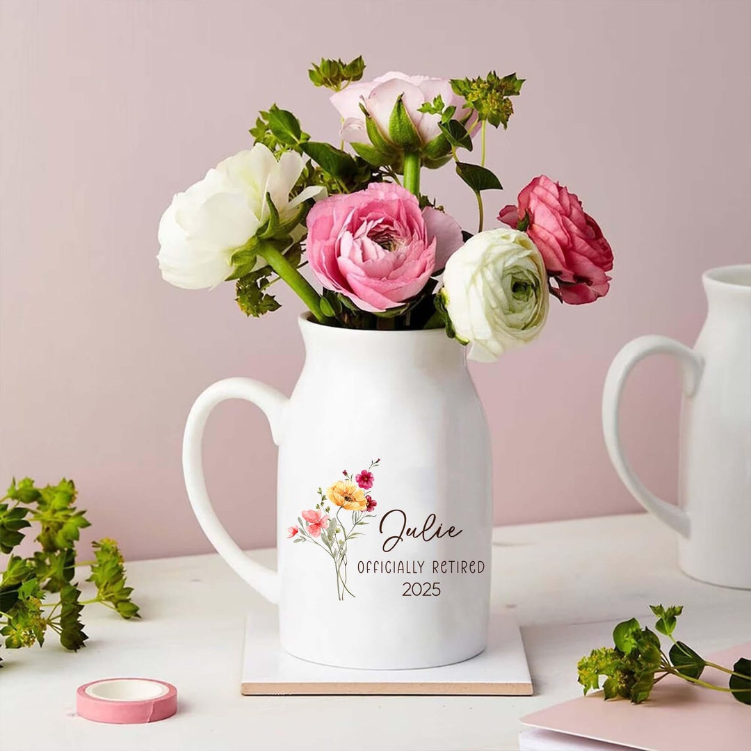 Personalized Retired Est 2025 Ceramic Flower Vase, Retired Gift for ...