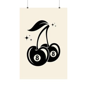 8 Ball Cherry Print Retro Wall Art Prints and Posters Lucky You ...
