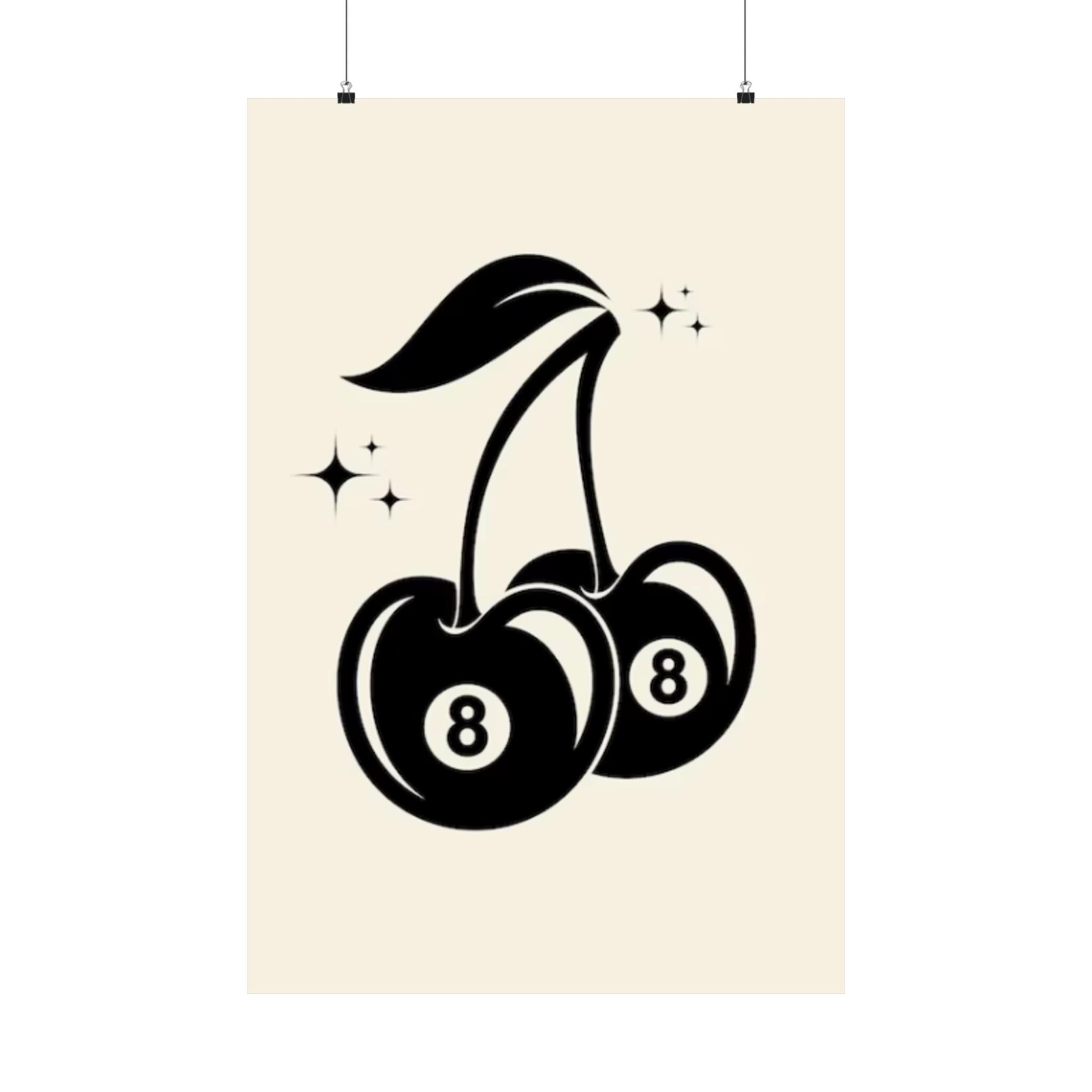 8 Ball Cherry Print Retro Wall Art Prints and Posters Lucky You ...