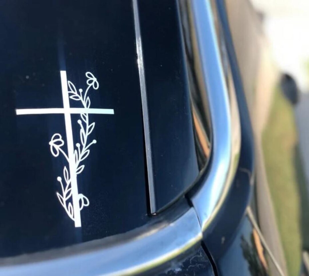 Floral Cross, Floral Cross Decal, Sticker, Floral Cross Stickers, Cross ...