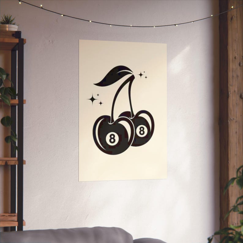 8 Ball Cherry Print Retro Wall Art Prints and Posters Lucky You ...