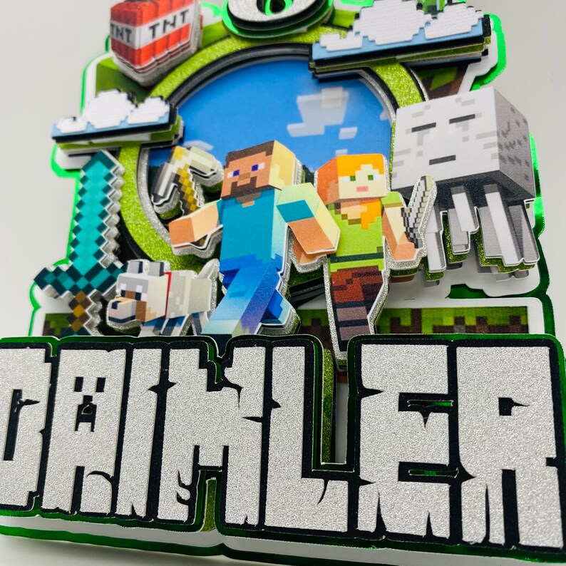 Minecraft Cake Topper With Lights | Fully Customized 3D Cake Topper ...