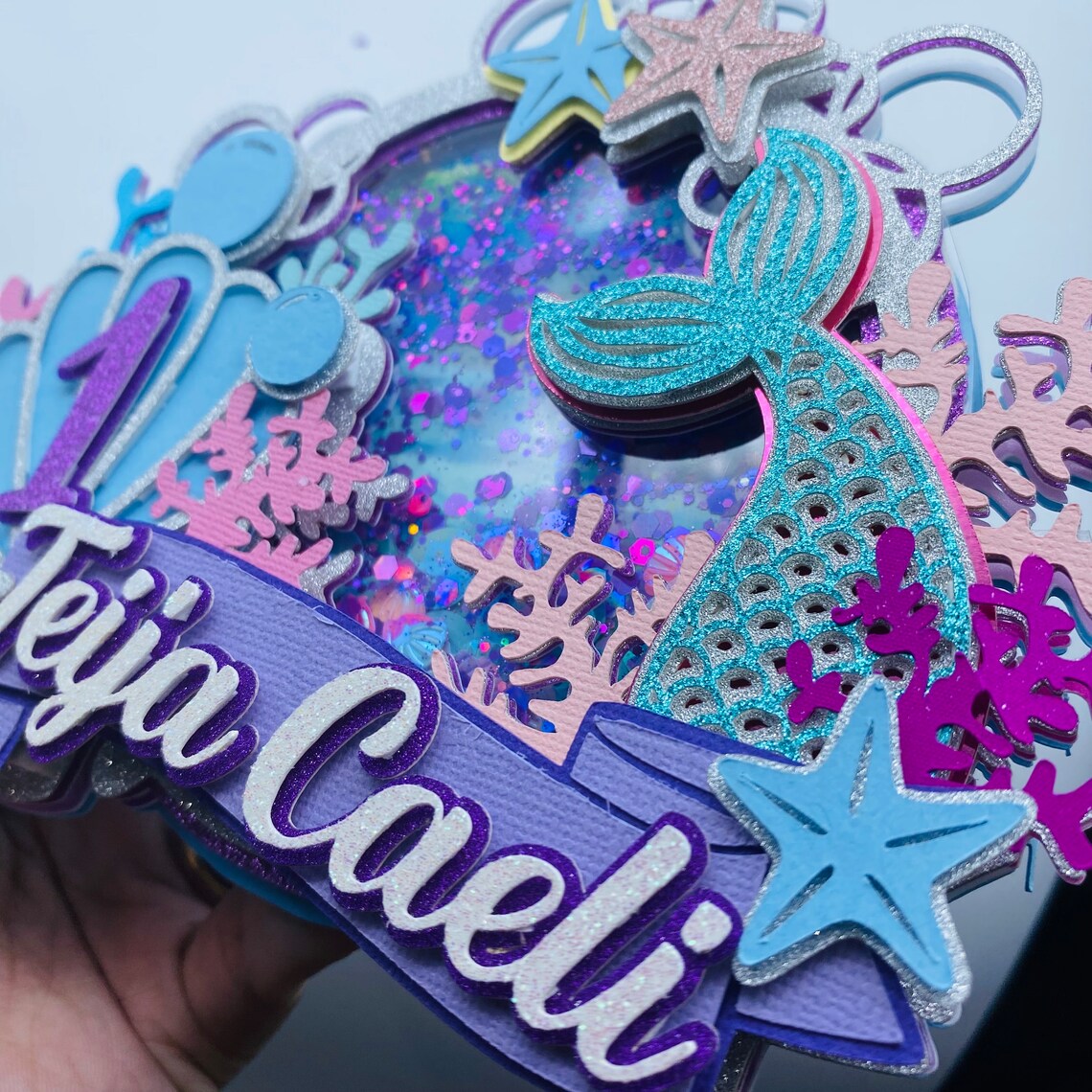 Light up Mermaid Theme Cake Topper Fully Customized 3D Cake Topper ...