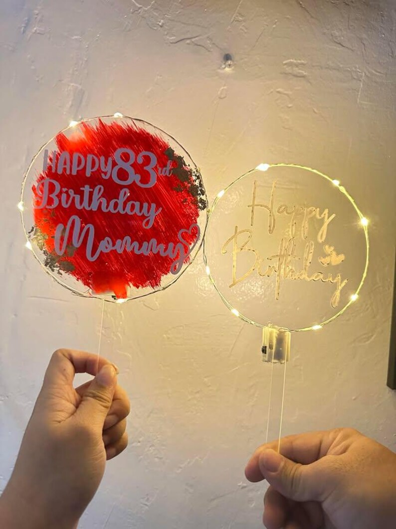 Custom Acrylic Light-up Cake Topper –personalized Dedication for ...