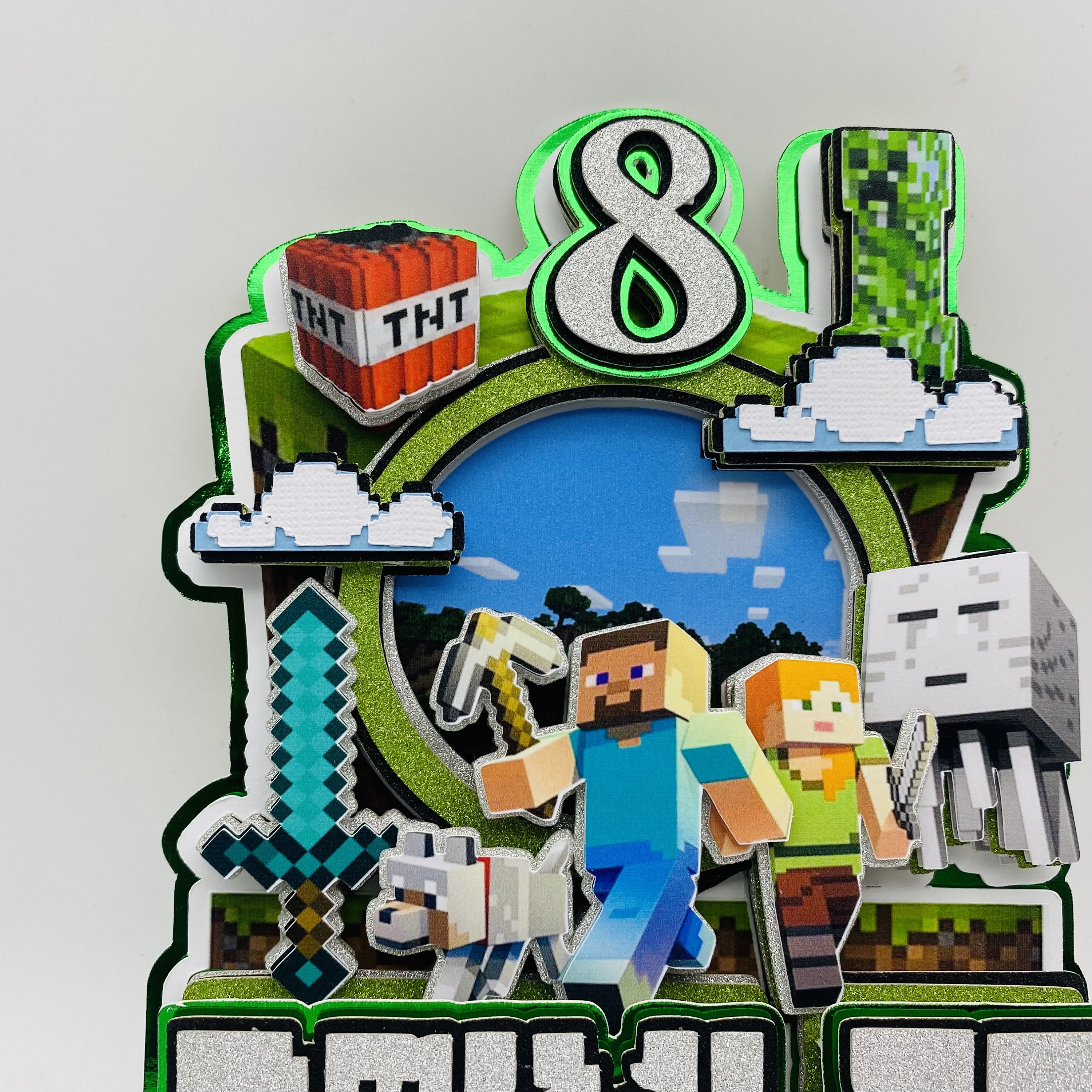 Light up Minecraft Cake Topper Fully Customized 3D Cake Topper ...