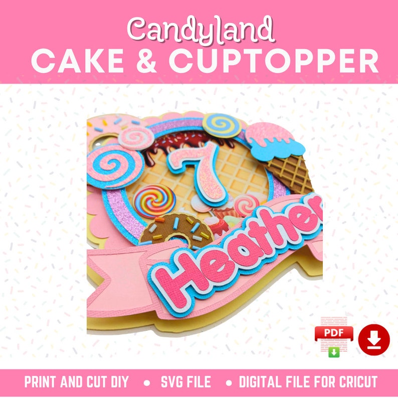 Plantilla IMPRIMIBLE Candyland Theme Cake Topper SVG / Cricut y Cameo ...