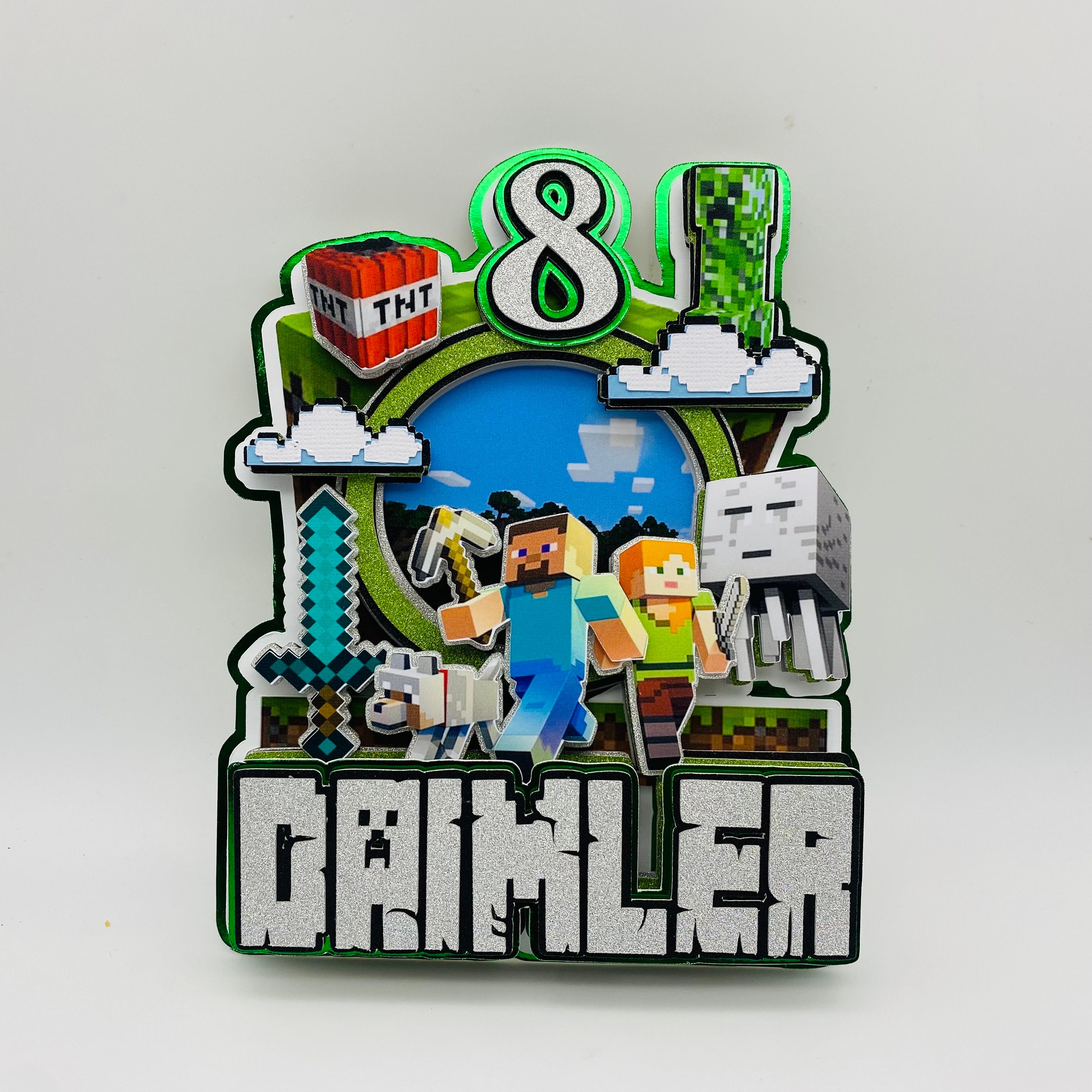 Light up Minecraft Cake Topper | Fully Customized 3D Cake Topper ...