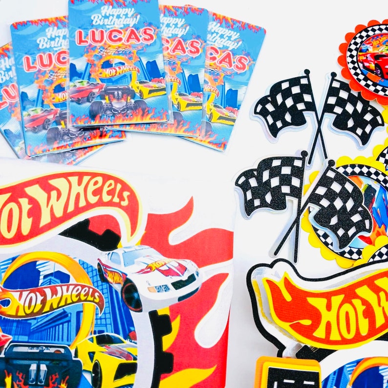 Hot Wheels Theme Birthday Cake Topper, Shirt Etc Party Bundle Ref ...