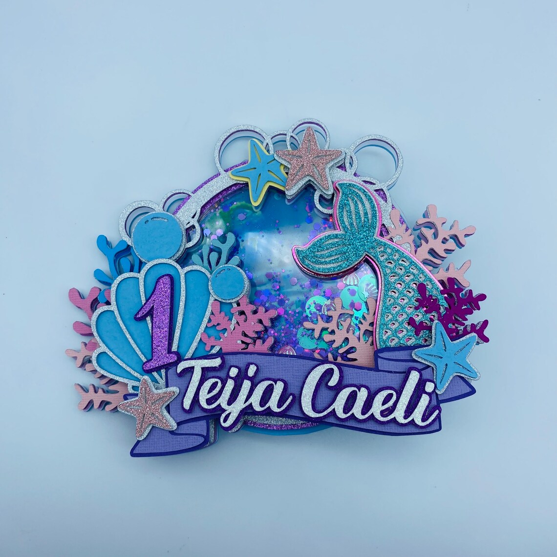 Light up Mermaid Theme Cake Topper Fully Customized 3D Cake Topper ...