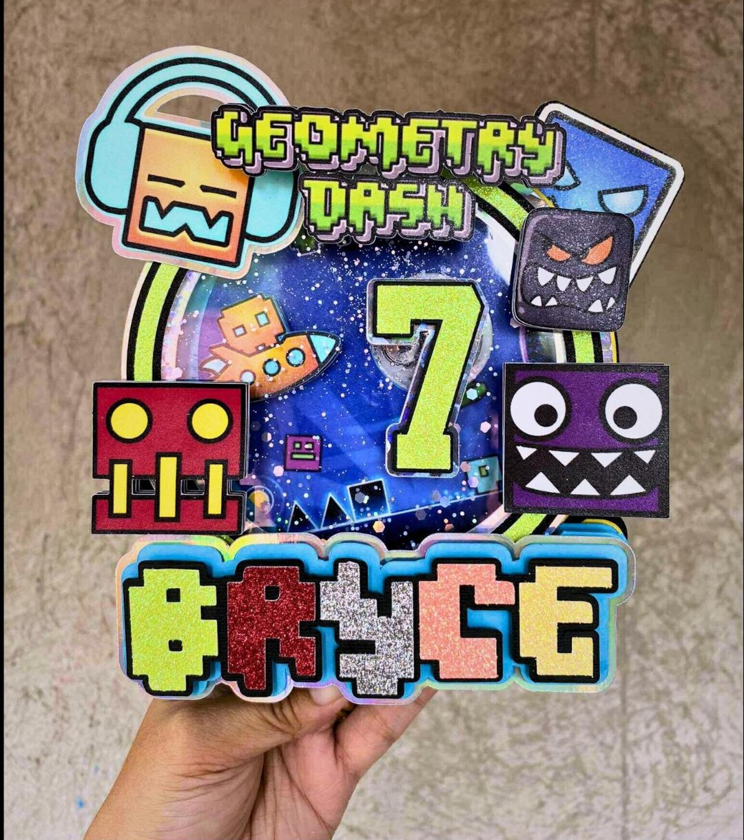 Geometry Dash 3D Cake Topper | Fully Customized Light up Cake Decoration #caketopper #geodash - Etsy