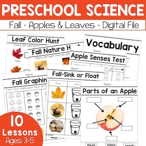 Apples Preschool Unit Study: Fall Science Activities (digital Download ...