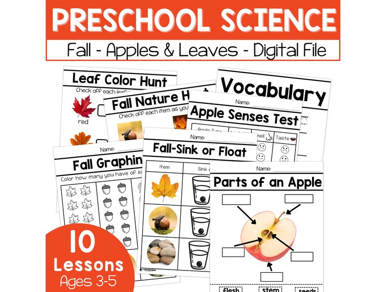 Apples Preschool Unit Study: Fall Science Activities (digital Download ...