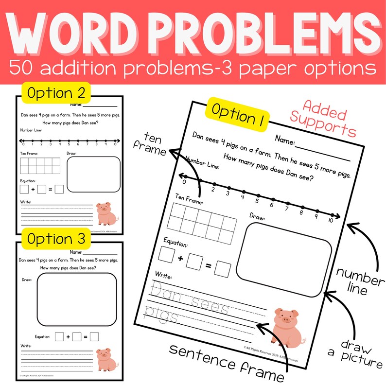Addition Subtraction Word Problems: Kindergarten Math Worksheets ...