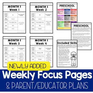 Full Year Monthly Preschool Curriculum With Lesson Plans and Worksheets ...