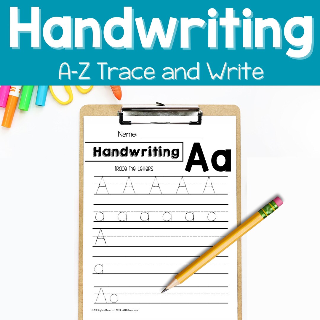 Alphabet Handwriting Practice: A-Z Letter Tracing Worksheets (digital ...