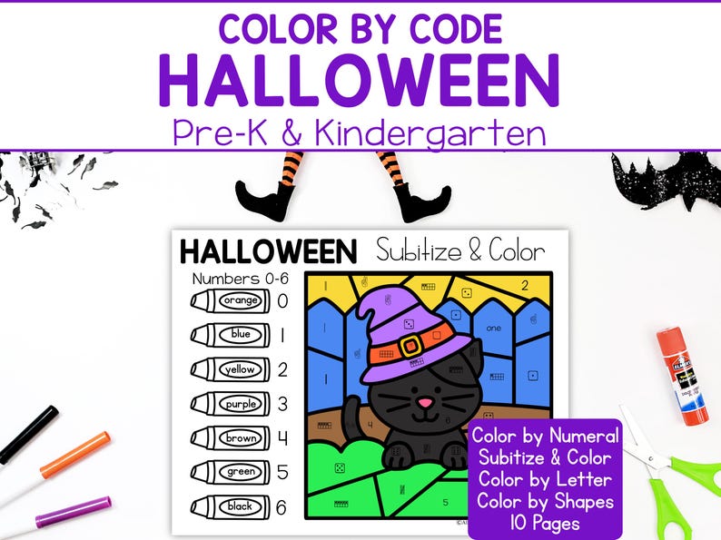 Halloween Color by Number Activity Book: Preschool Kindergarten ...