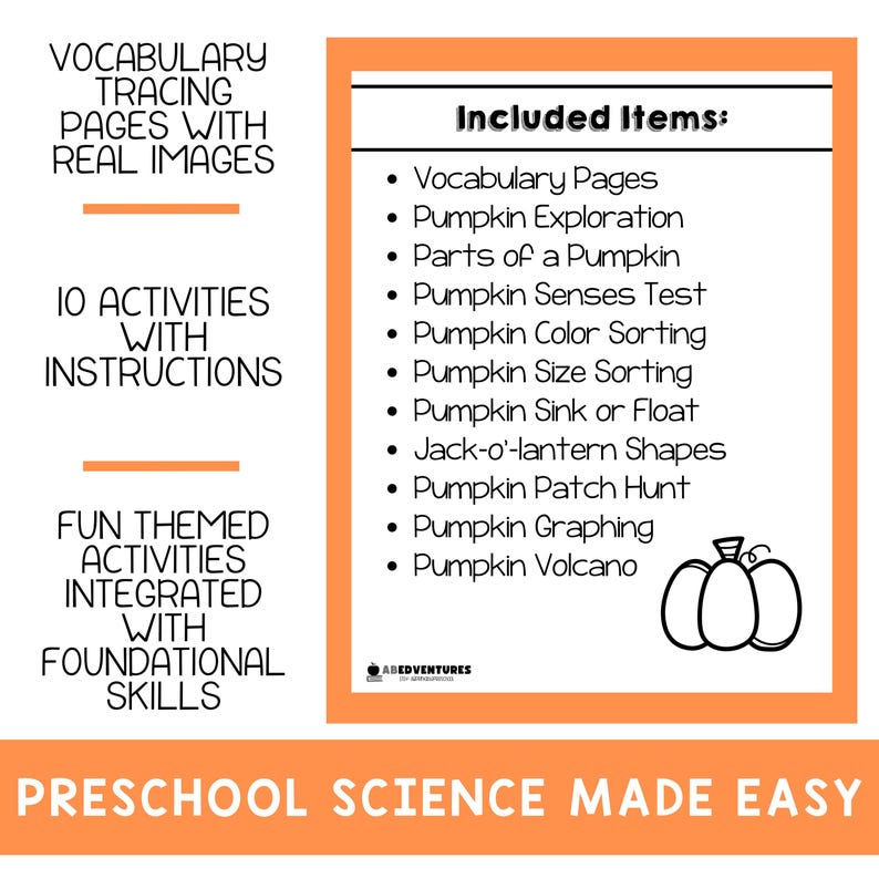 Pumpkin Science Preschool Unit: Ages 3-5 (digital Download) - Etsy