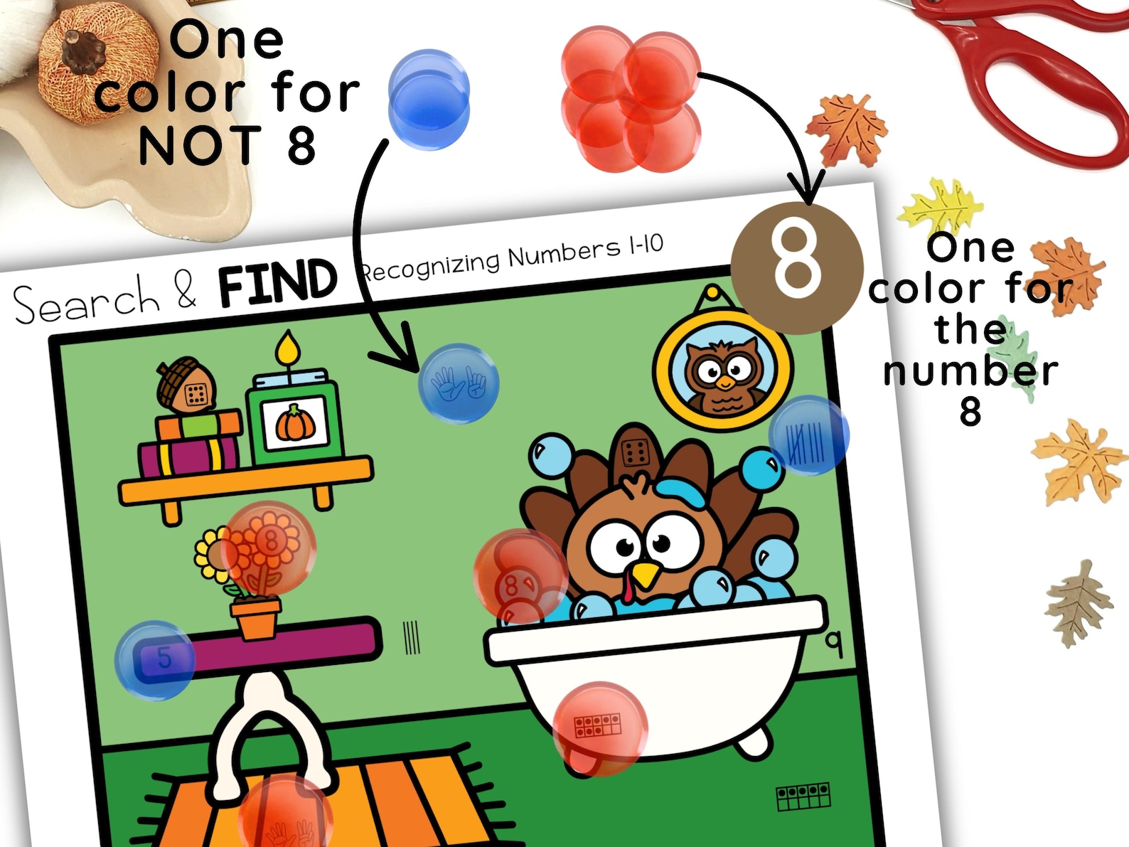Thanksgiving Number Search Activity | Preschool Kindergarten Counting 1 ...