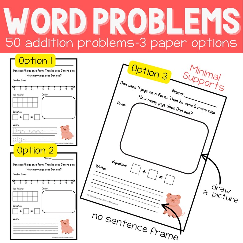 Addition Subtraction Word Problems: Kindergarten Math Worksheets ...