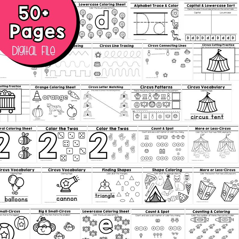 Preschool Circus Worksheets Age 3, Preschool Curriculum, Pre-k ...