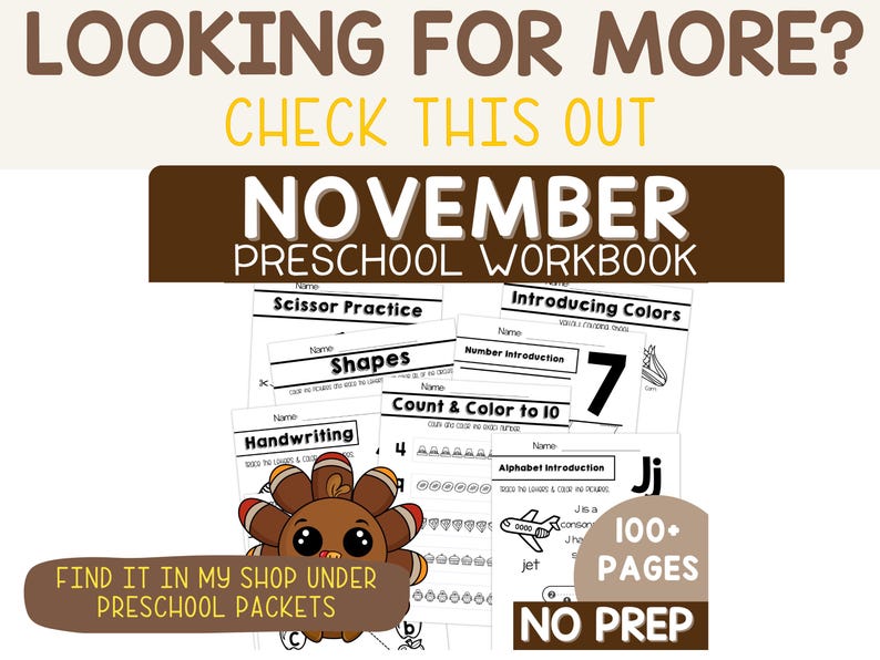 Preschool Thanksgiving Activities Bundle: Low Prep Centers for November ...