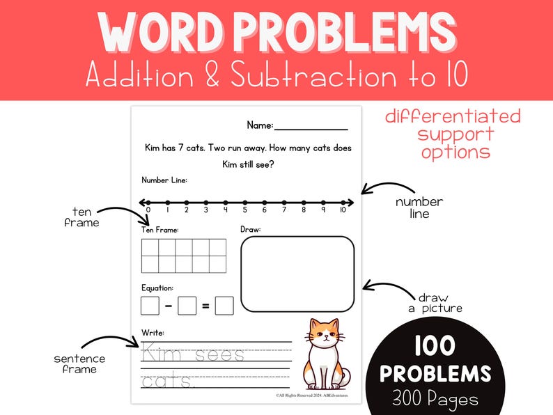 Addition Subtraction Word Problems: Kindergarten Math Worksheets ...