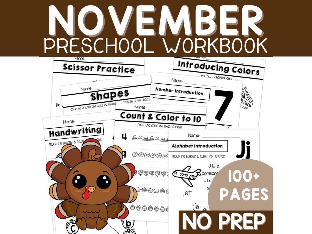 Preschool Thanksgiving Worksheets: Pre-k Turkey Activities No Prep ...