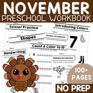 Preschool Thanksgiving Worksheets: Pre-k Turkey Activities No Prep ...