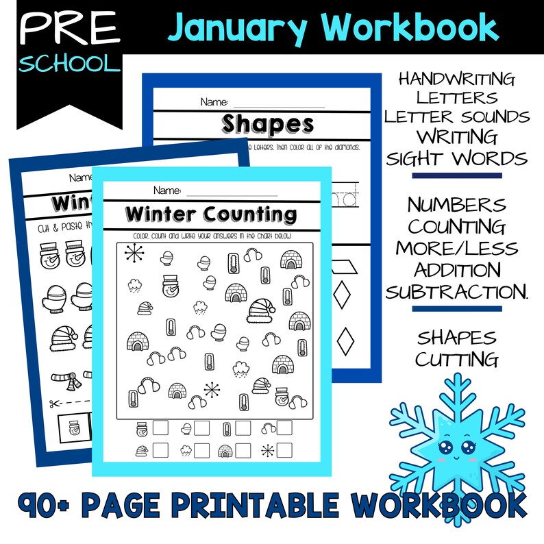 Winter Pre-k Curriculum Preschool Curriculum January Learning Binder ...