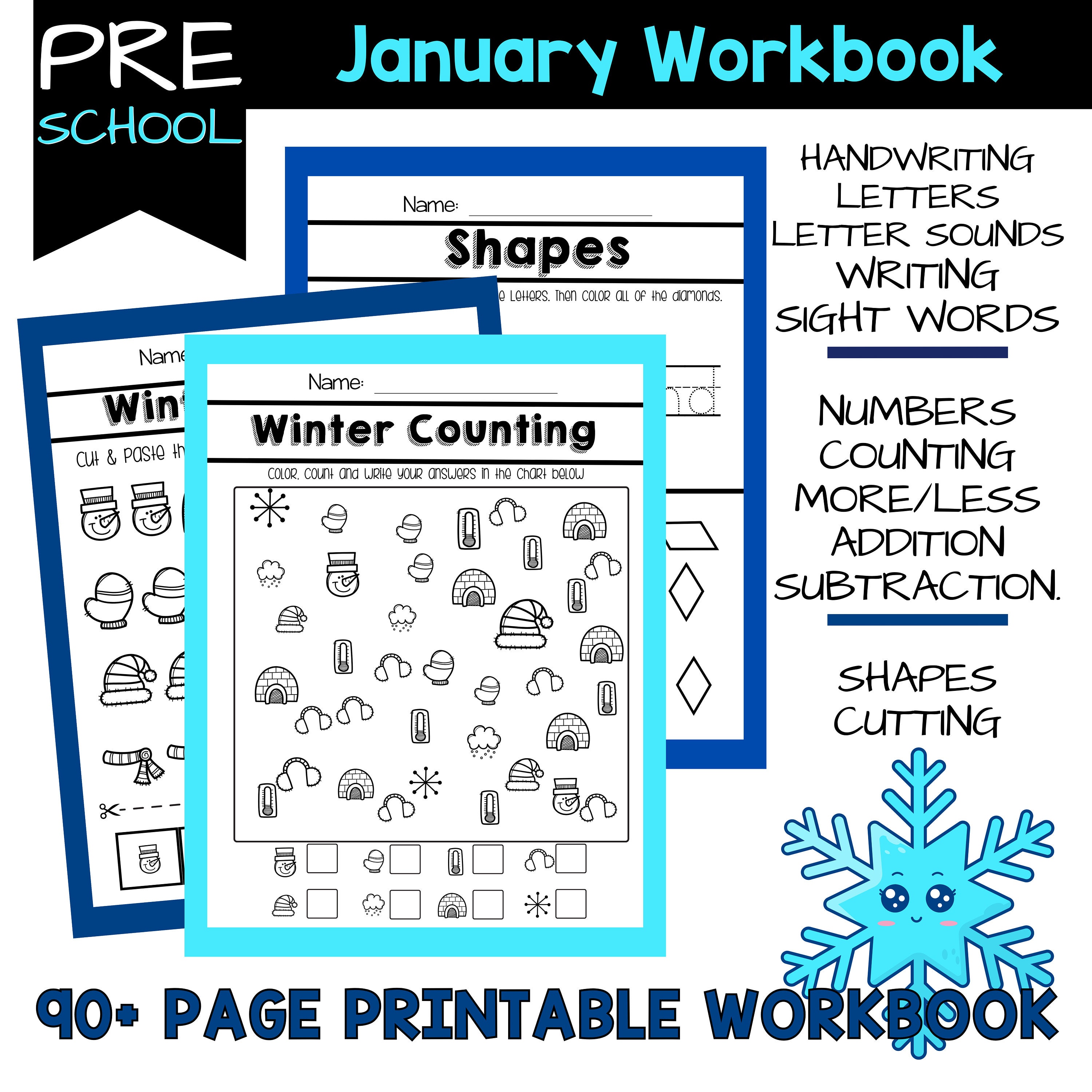 Winter Pre-k Curriculum Preschool Curriculum January Learning Binder ...