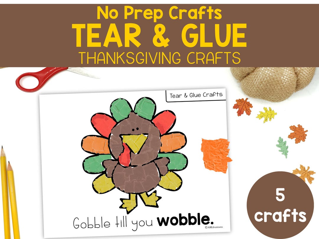 Thanksgiving Tear and Glue Crafts, Fine Motor Crafts for Preschool ...
