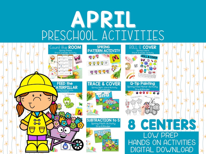 Preschool Spring Math and Literacy Centers Kindergarten Montessori ...
