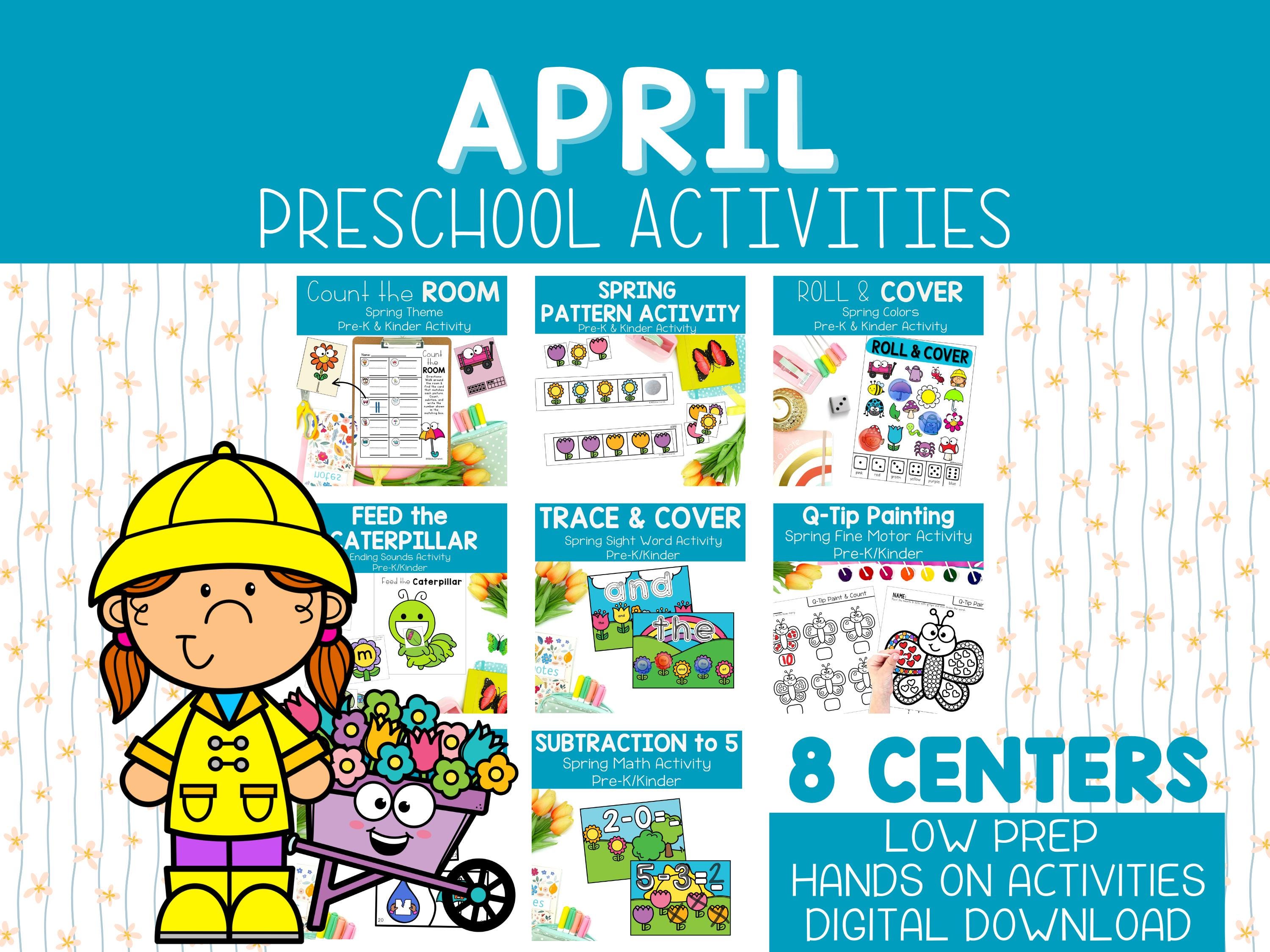 Preschool Spring Math and Literacy Centers Kindergarten Montessori ...