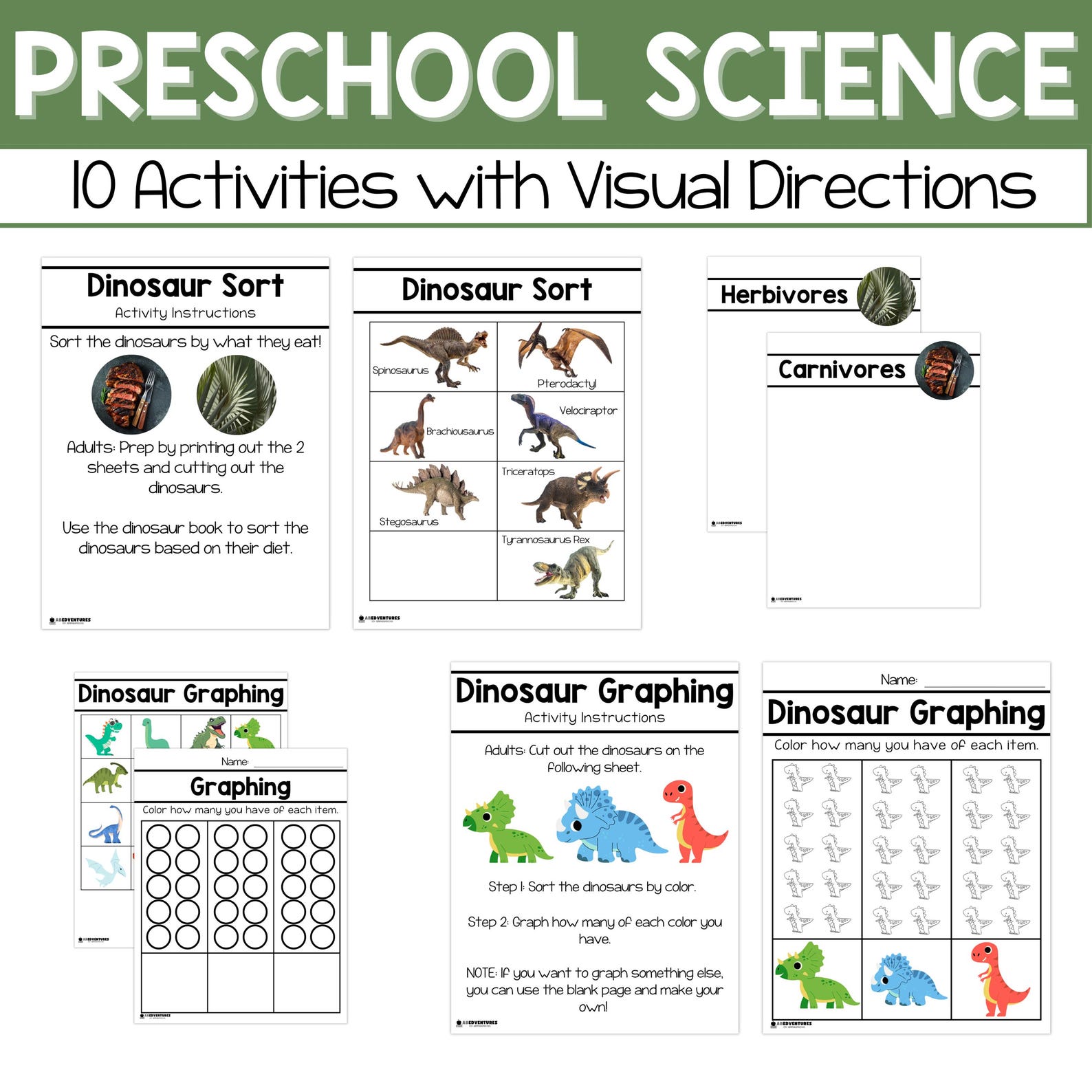 Dinosaur Unit Study, Preschool Homeschool Curriculum (digital Download ...