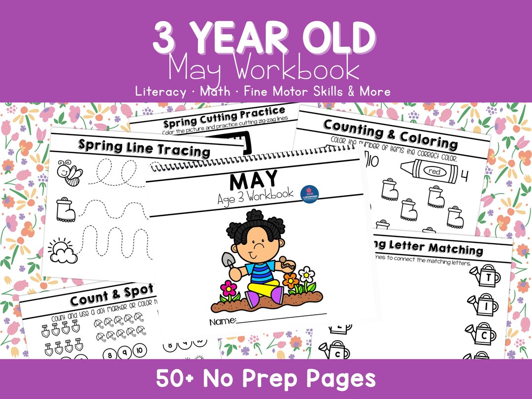 Age May Preschool Curriculum, 3 Year Old Spring Worksheets - Etsy