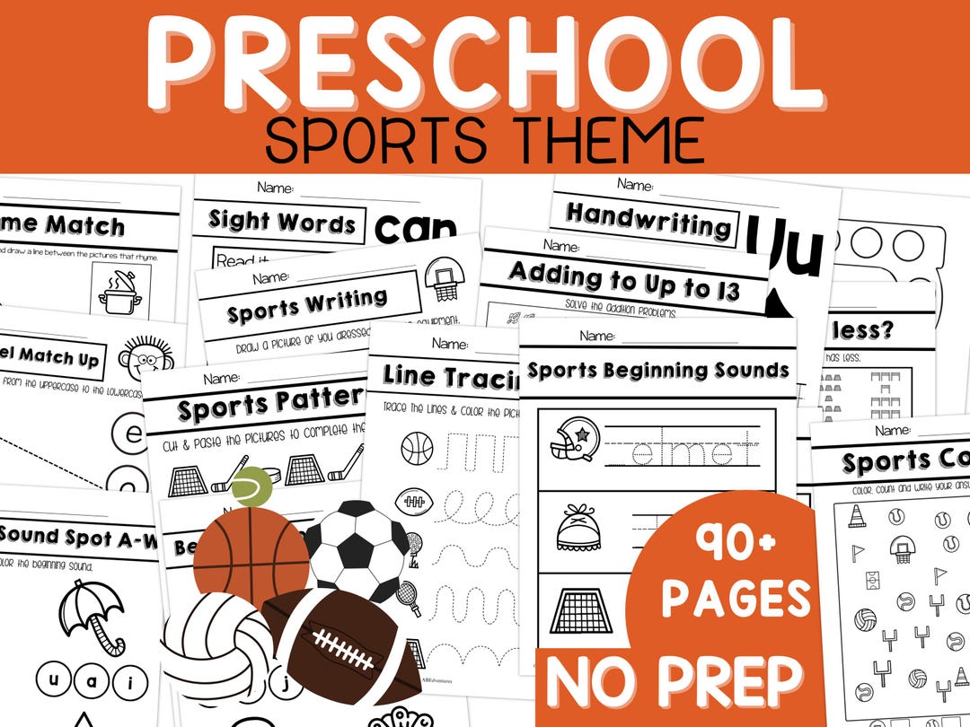 Preschool Sports Worksheets, Homeschool Curriculum (digital Download ...