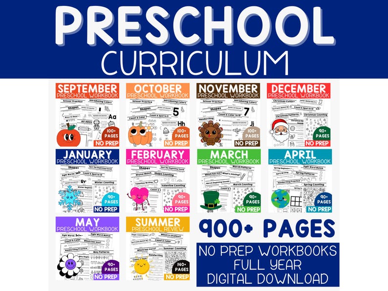 Full Year Preschool Curriculum With Lesson Plans Homeschool Worksheets ...