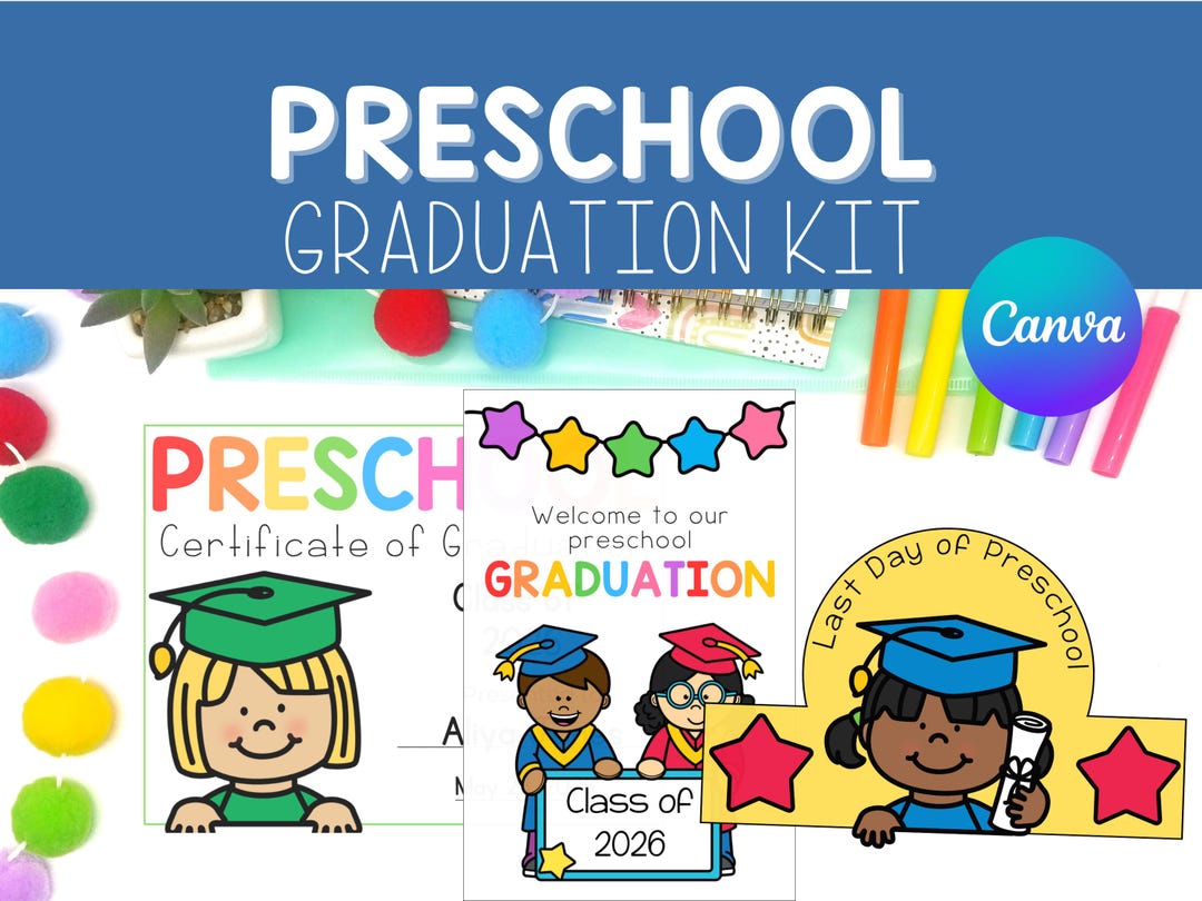 Preschool Graduation Bundle Editable Program, Invitation ...