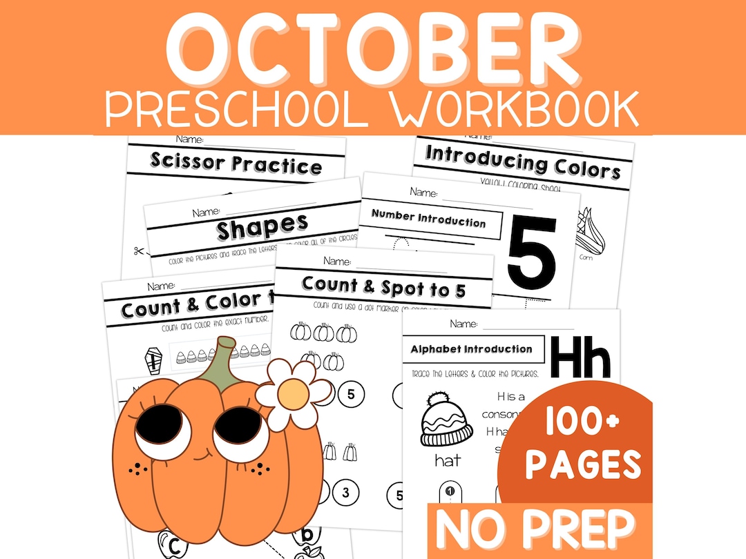 Halloween Preschool Workbook: Pre-k Halloween Learning Activities ...