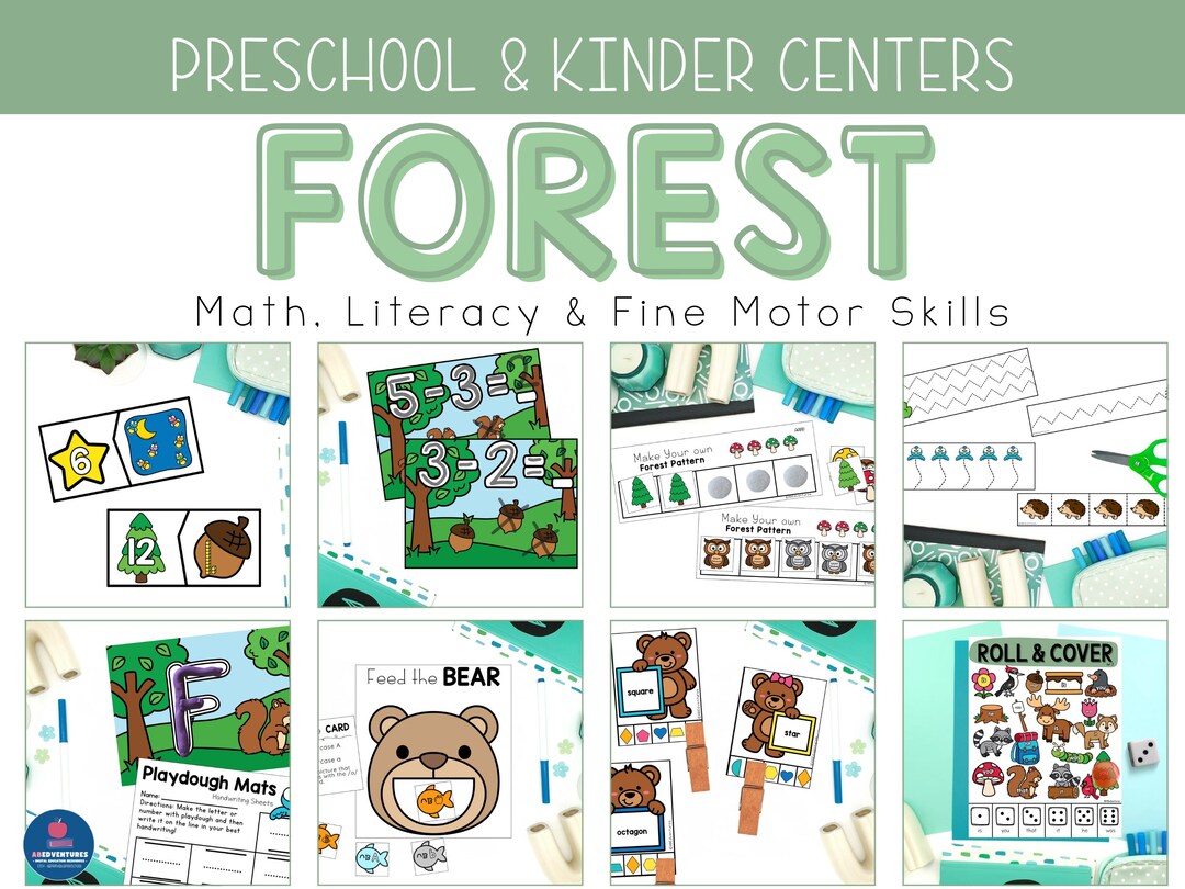 Preschool Forest Nature Camping Math and Literacy Centers Kindergarten ...