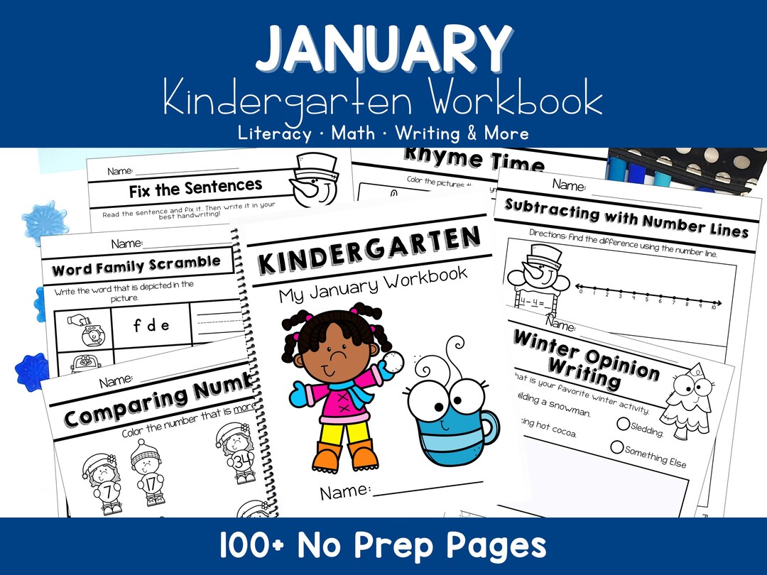 Winter Kindergarten Worksheets and Activities for January: Literacy ...